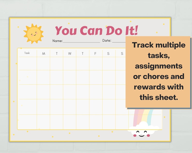 Rainbow Reward Chart for Children Printable, Behavior Chart, Daily ...