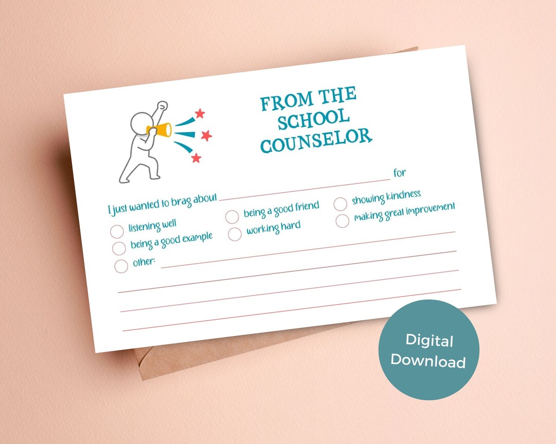 School Counselor Office Note Printable, Guidance Counselor Note ...