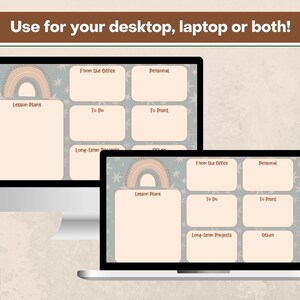 Boho Rainbow Teacher Desktop Wallpaper Organizer (digital Download) - Etsy
