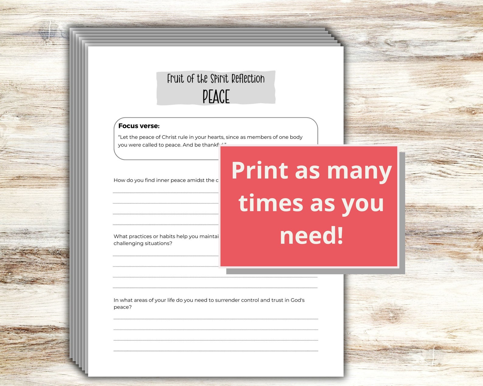 Printable Fruit of the Spirit Reflection Worksheets for Adults and ...