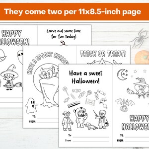 Halloween Coloring Cards Printable | Halloween Class Party Activity ...