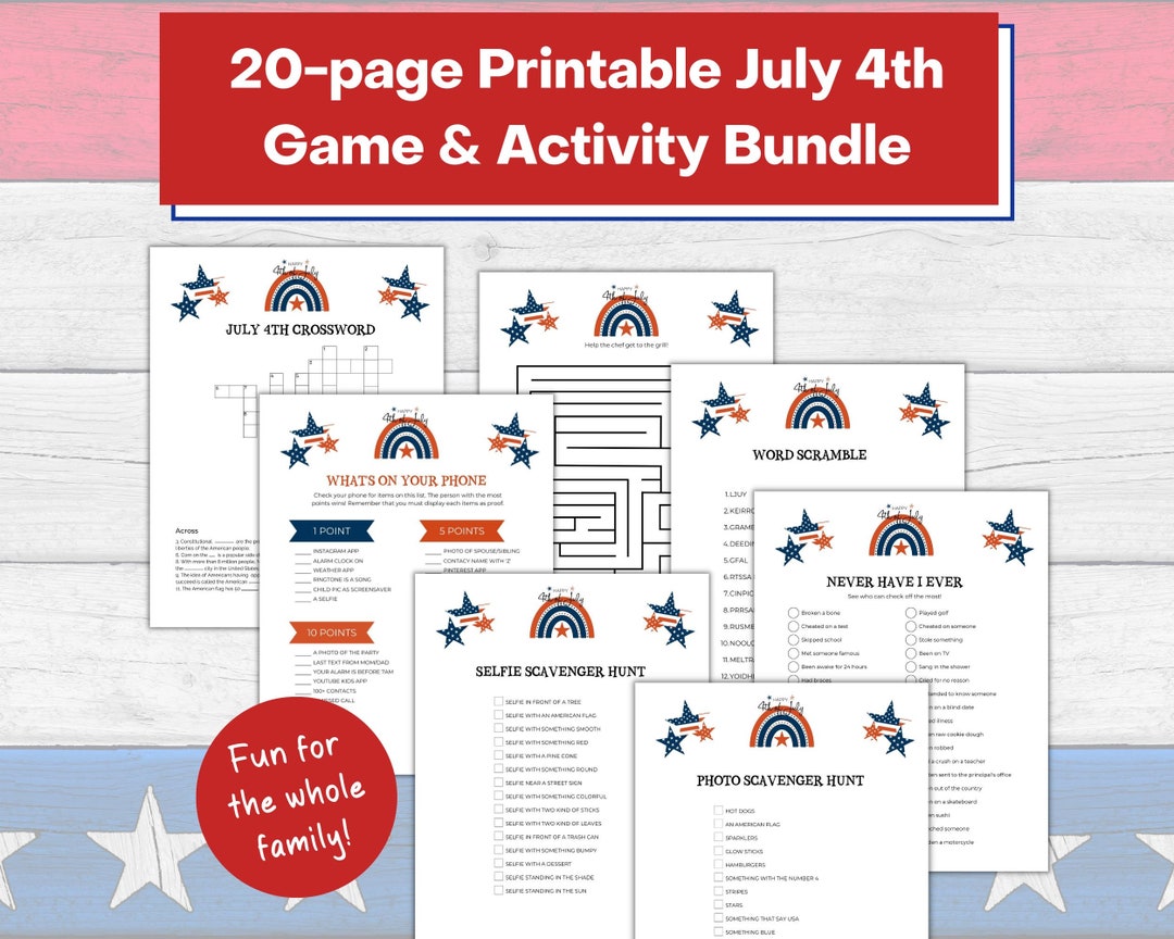 4th of July Games | July 4th Family Games | July 4th Game Bundle ...
