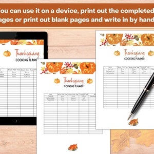 Thanksgiving Menu Planner Printable Kit Holiday Meal - Etsy