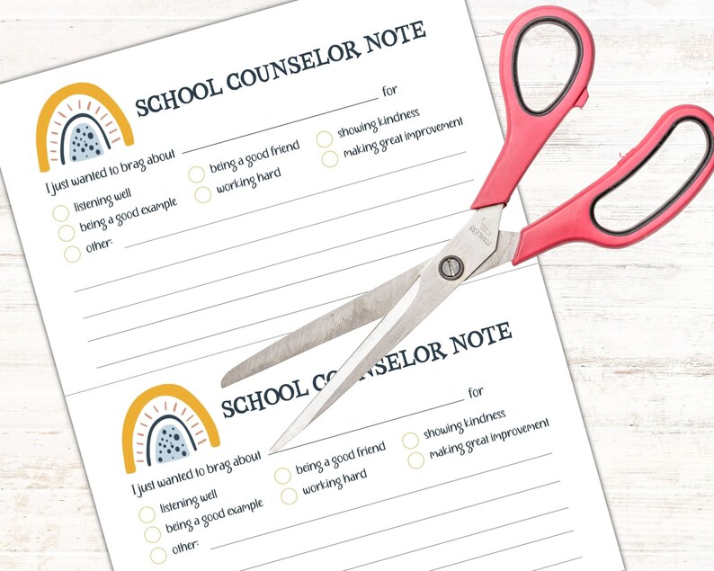 Boho Rainbow School Counselor Note Printable (digital Download) - Etsy