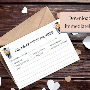Boho School Counselor Note Printable: Student Recognition (digital ...