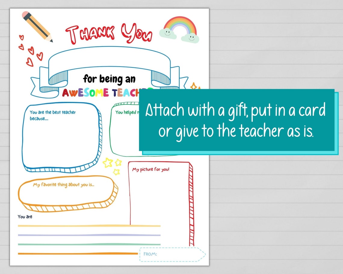 Printable Teacher Appreciation Questionnaire Instant Digital - Etsy