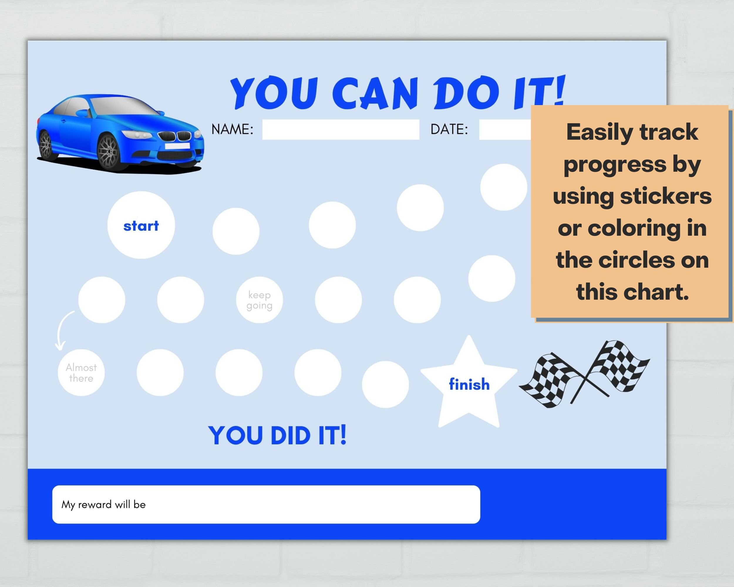 Reward Chart for Children Printable, Racing Behavior Chart, Daily Chore ...