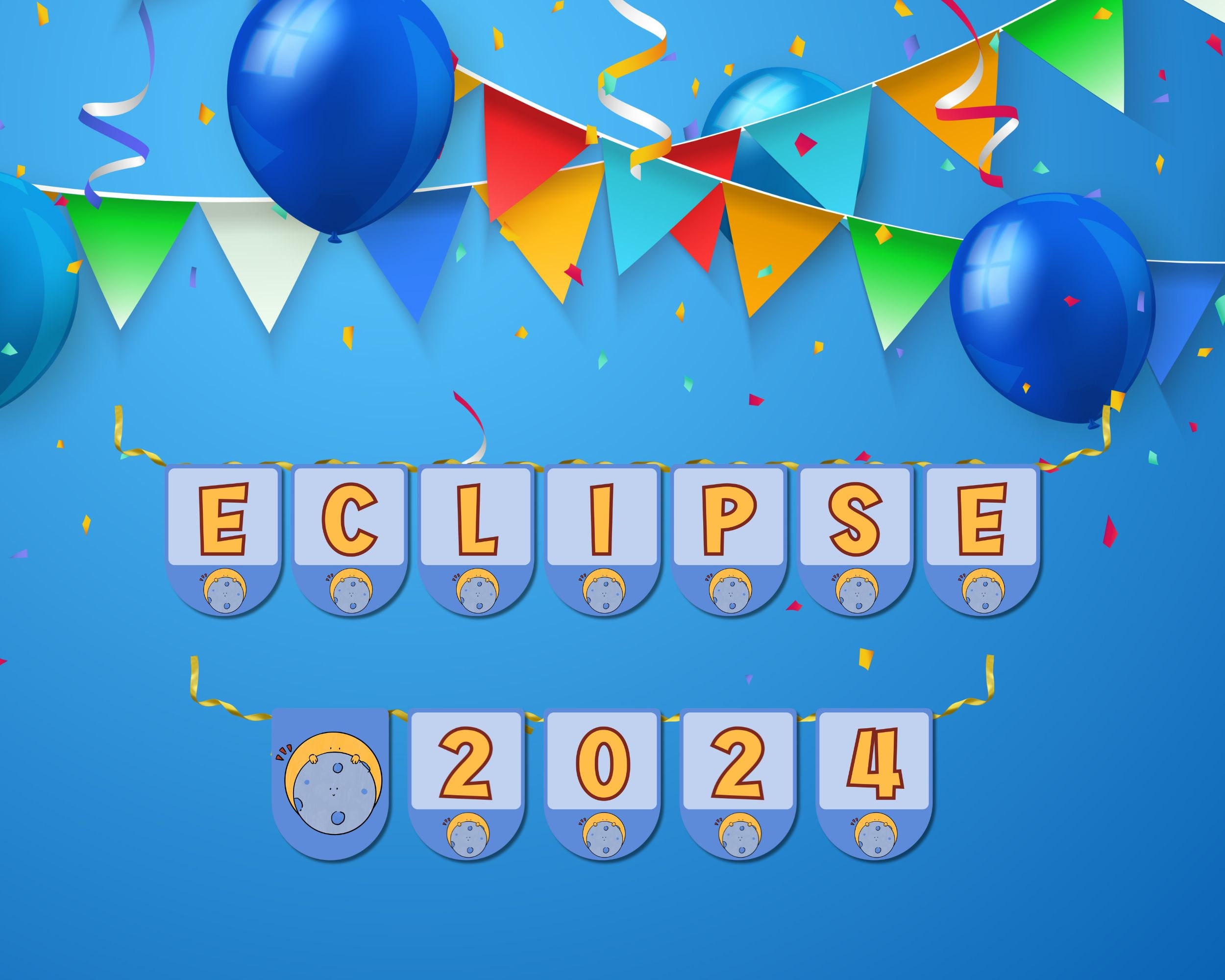 Printable Eclipse 2024 Party Banner Eclipse Party Décor Eclipse Banner ...