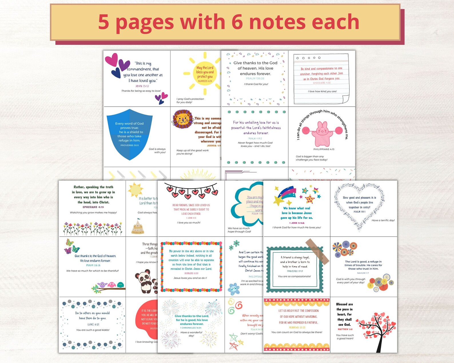 Bible Verse Lunchbox Notes for Kids Printable, Bible Verses for ...