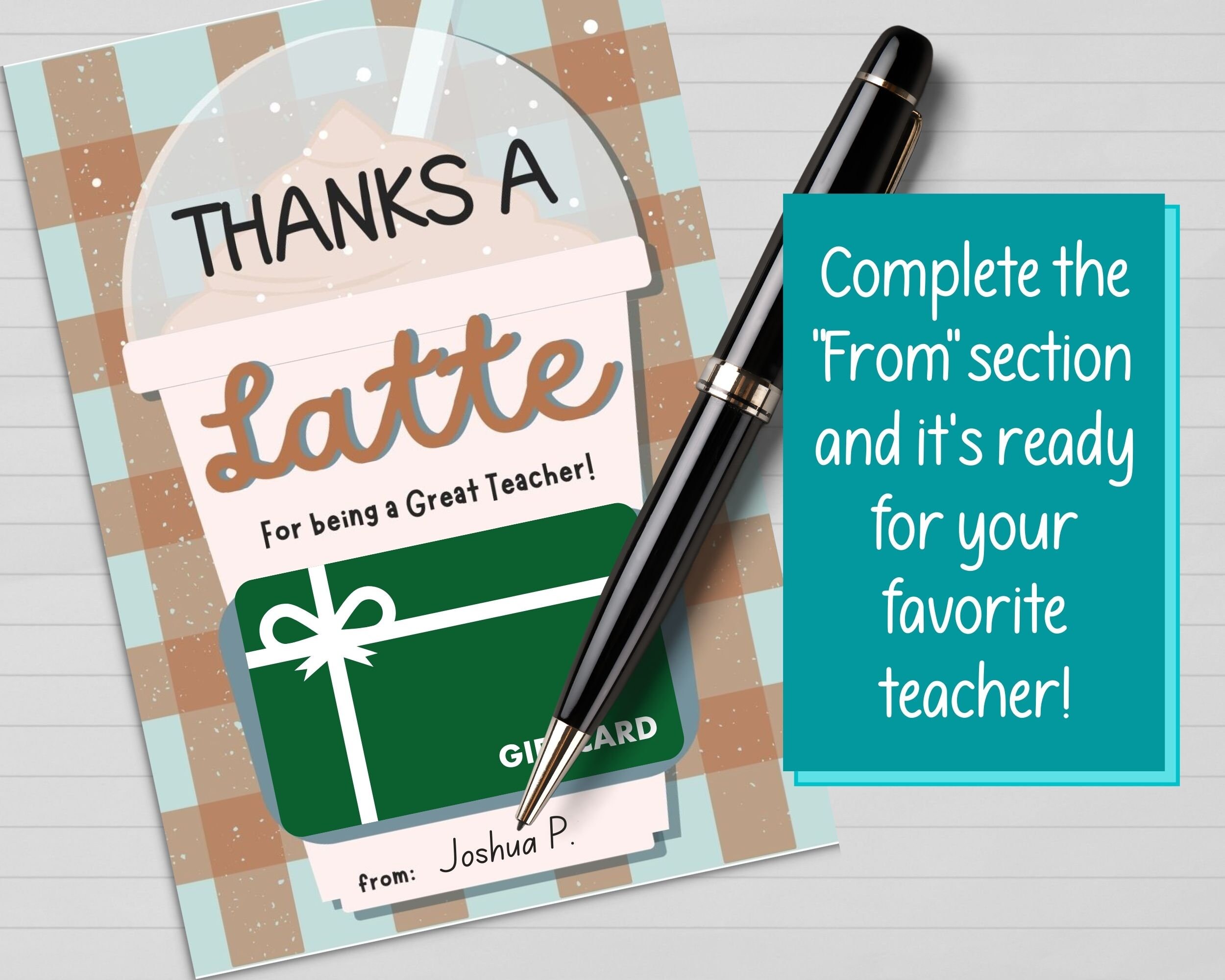 Teacher Appreciation Gift Card Holder Printable End of Year Teacher ...