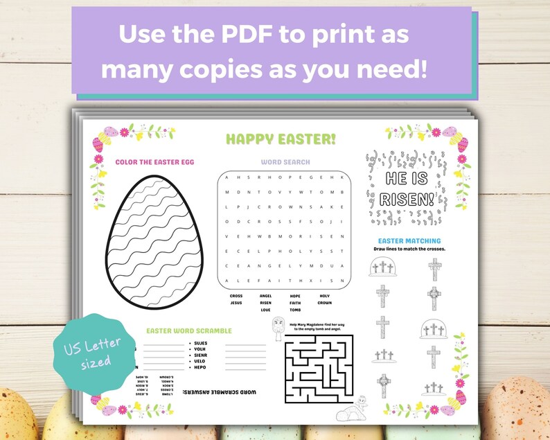 Christian Easter Activity Placemat: Coloring Page (digital Download) - Etsy