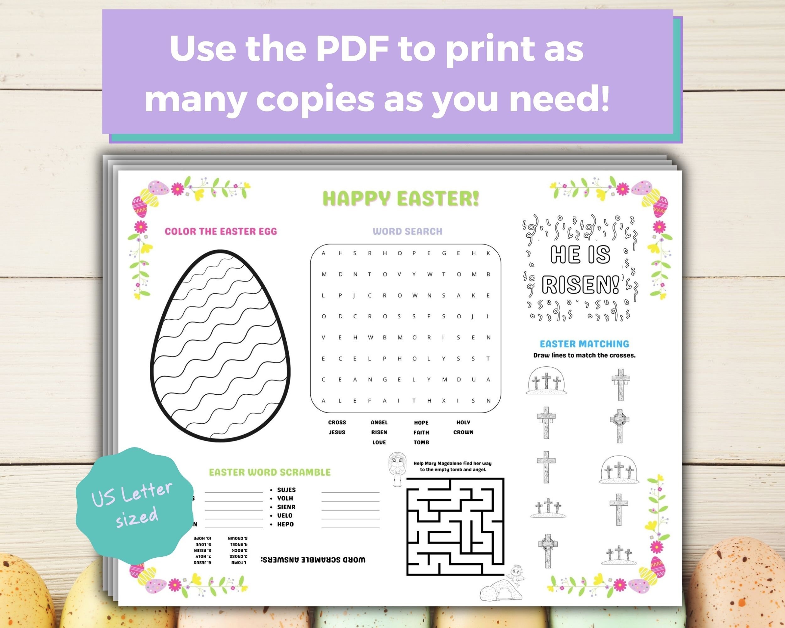 Christian Easter Activity Placemat: Coloring Page (digital Download) - Etsy