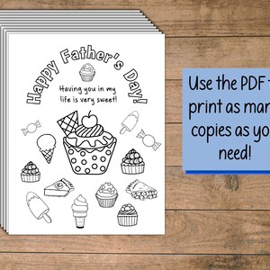 Printable Father's Day Coloring Page Card: Sweet Treats (PDF) - Etsy