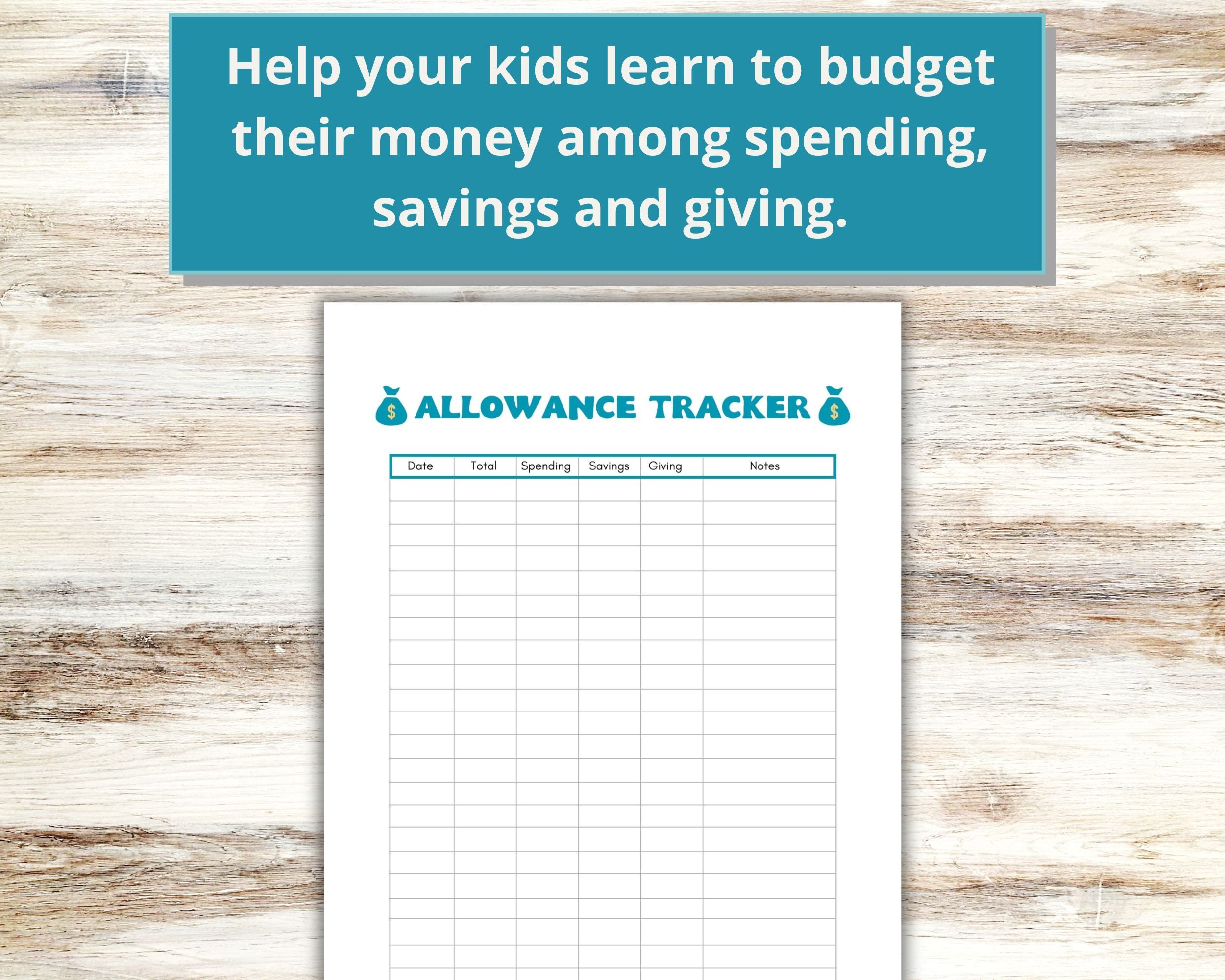 Allowance Tracker Bundle for Kids Printable, Budget Worksheets for ...