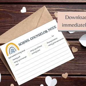 Boho Rainbow School Counselor Note Printable (digital Download) - Etsy