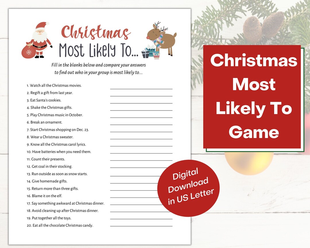 Funny Christmas Party Game: Most Likely to (digital Download) - Etsy
