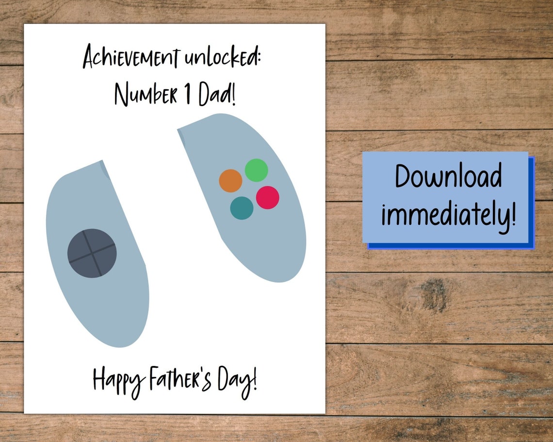 Printable Father's Day Handprint Art Fathers Day Keepsake Gamer Dad ...