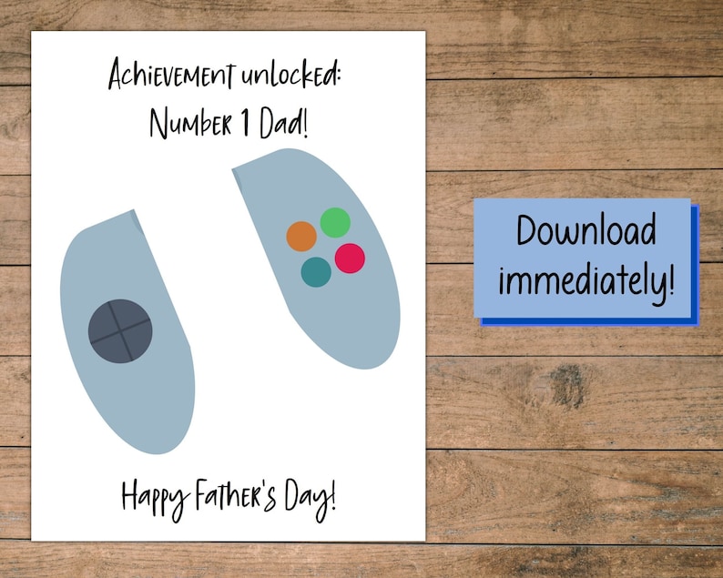 Printable Father's Day Handprint Art Fathers Day Keepsake Gamer Dad ...