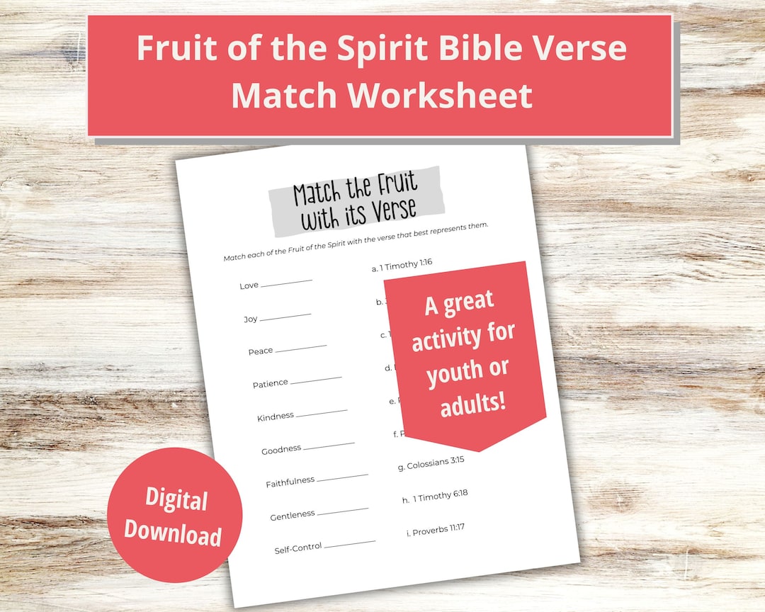 Fruit of the Spirit Bible Verse Match Worksheet (digital Download) - Etsy