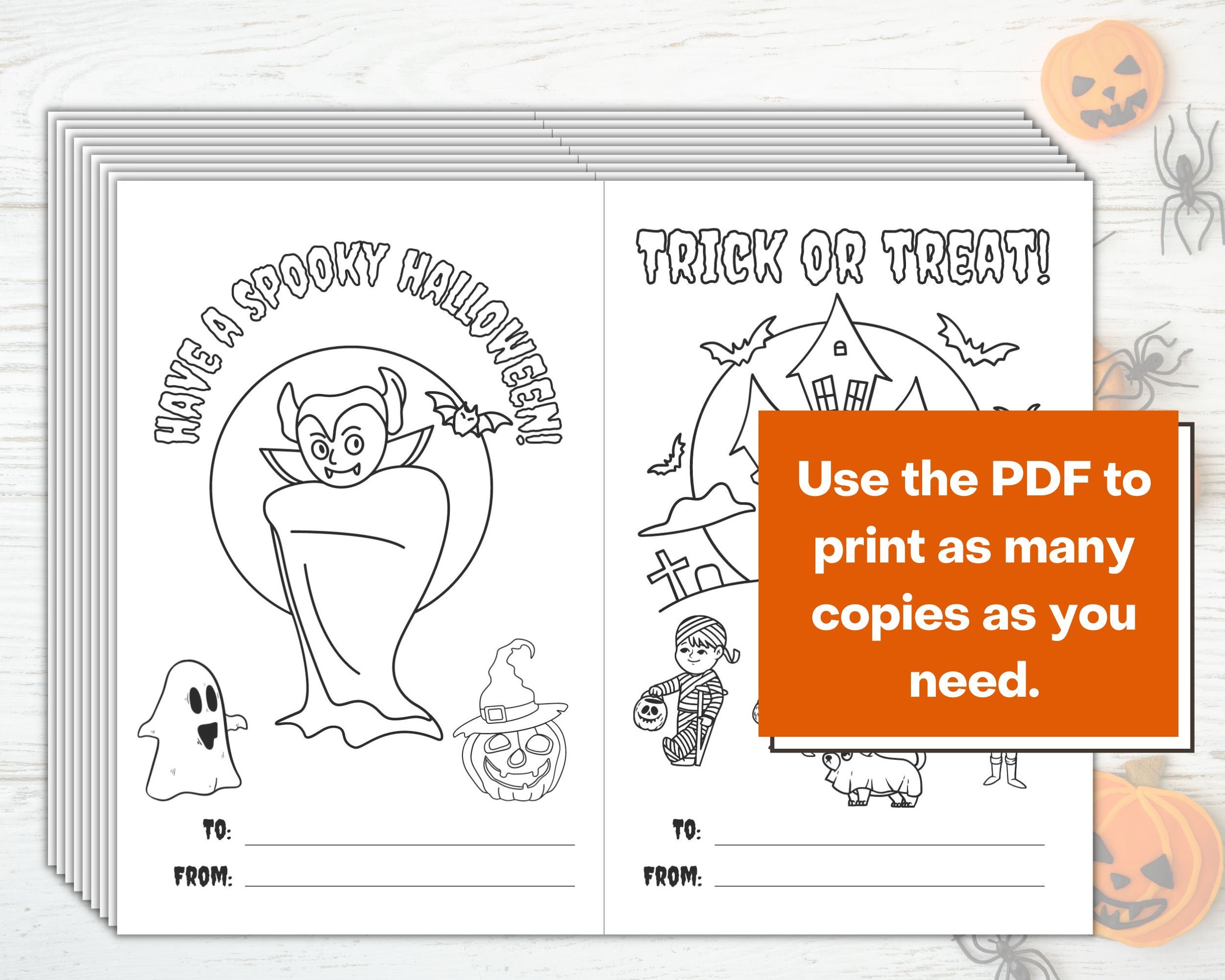 Halloween Coloring Cards Printable | Halloween Class Party Activity ...