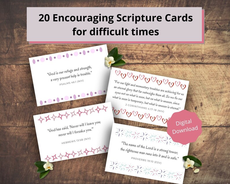 20 Printable Scripture Cards, Bible Verse Card, Inspirational Cards ...