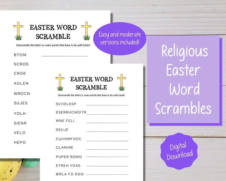Religious Easter Word Scramble: Printable Activity (PDF Download) - Etsy