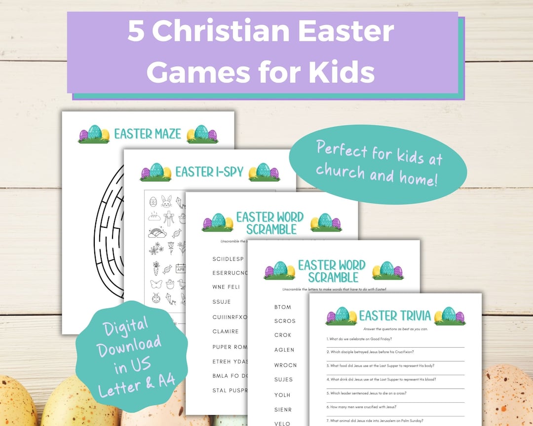 Christian Easter Game Bundle, Easter Word Scramble, Easter Printable ...