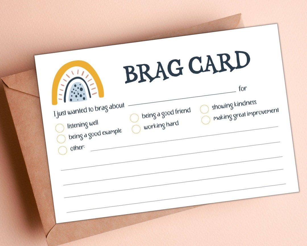 Brag Card Printable | School Counselor Office Note | Teacher Note ...