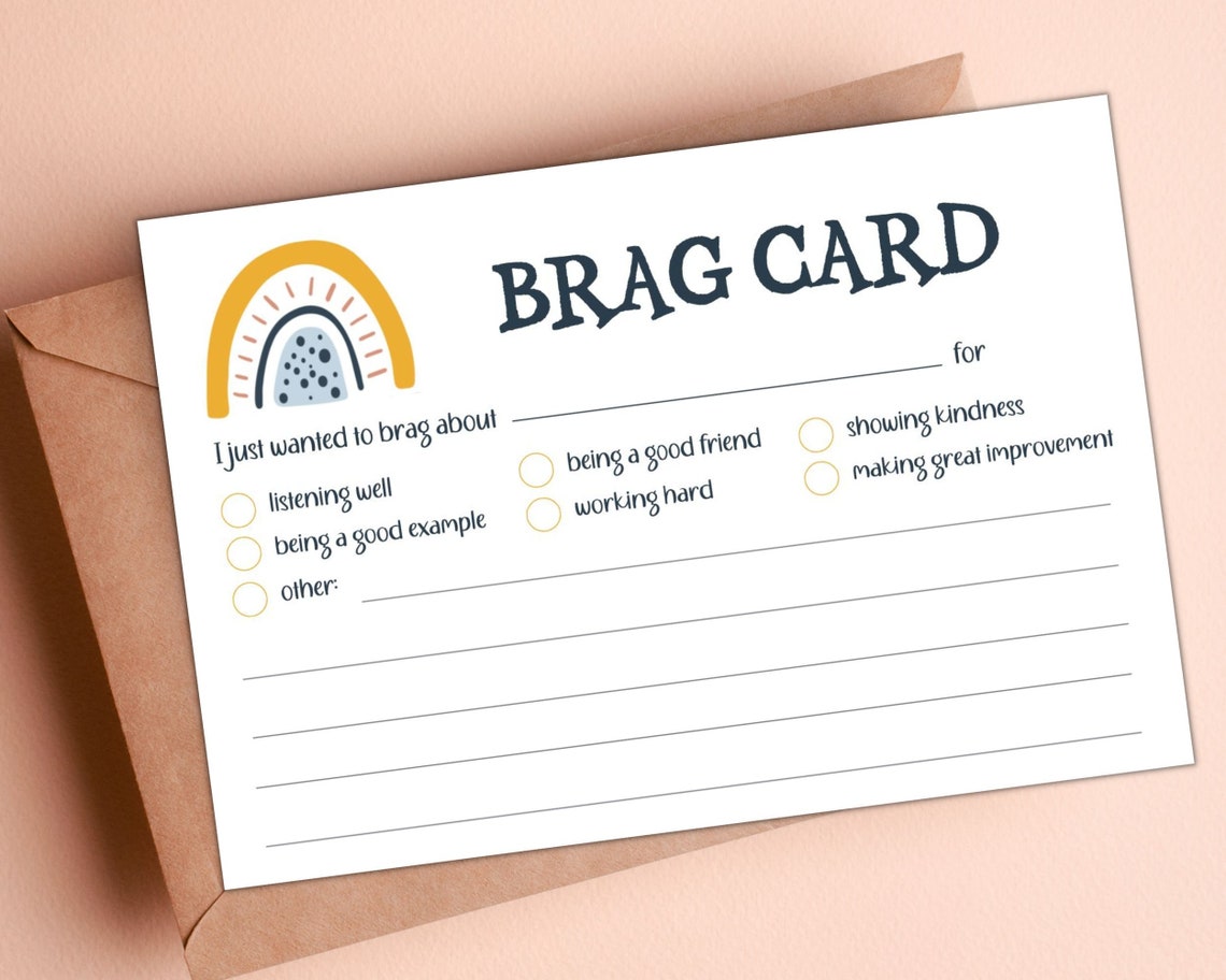 Brag Card Printable School Counselor Office Note Teacher Note Principal ...