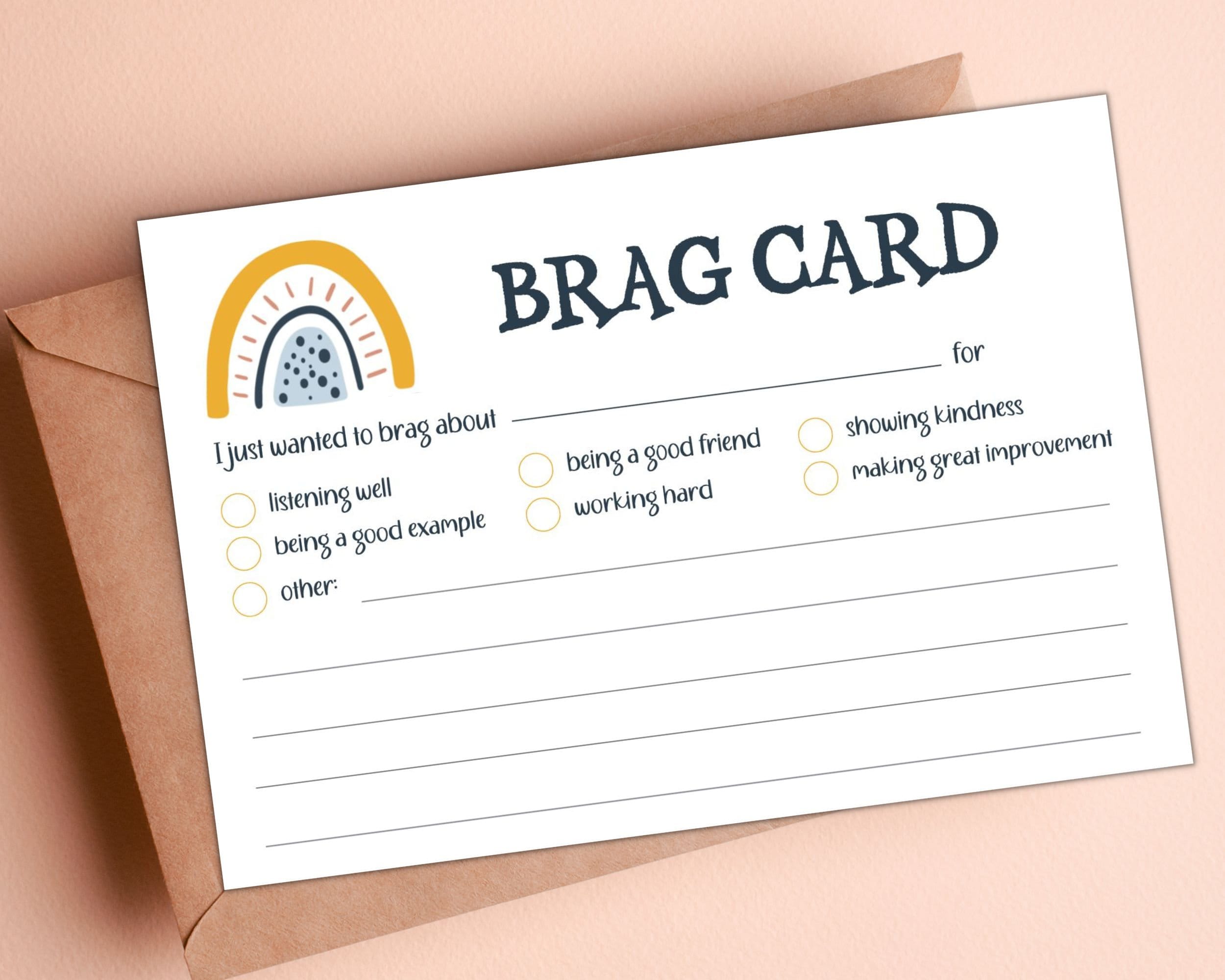 Brag Card Printable | School Counselor Office Note | Teacher Note ...