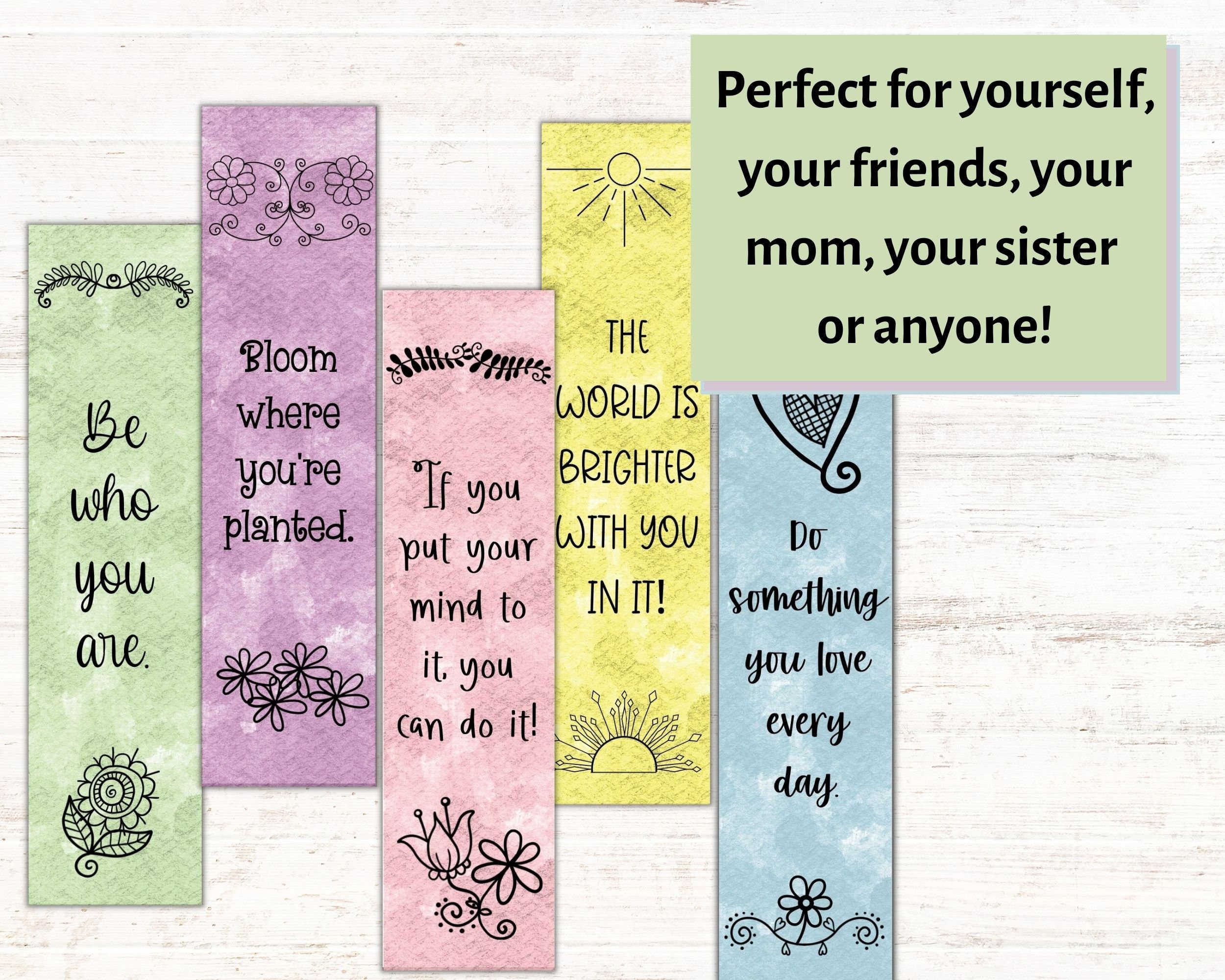Printable Bookmarks Bookmarks for Women Digital Bookmarks Bookmark Set ...
