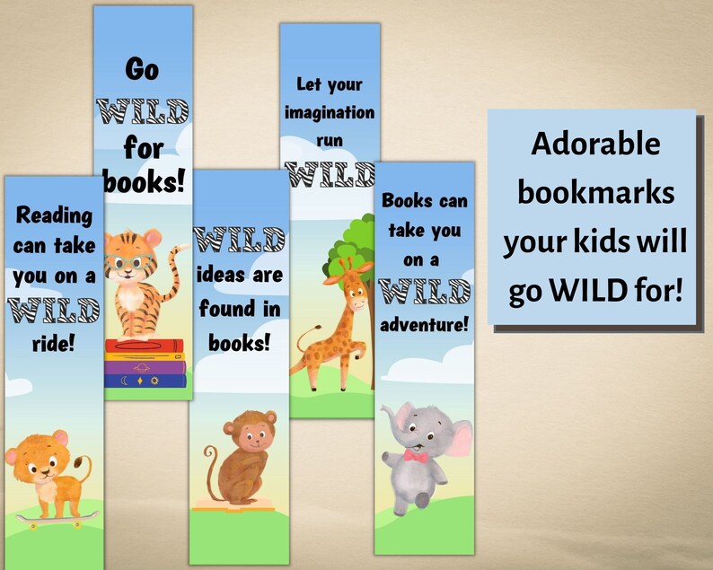 Printable Bookmarks for Kids Printable Safari Bookmarks - Etsy