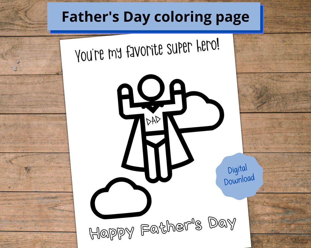 Printable Superhero Father's Day Coloring Page (digital Download) - Etsy UK