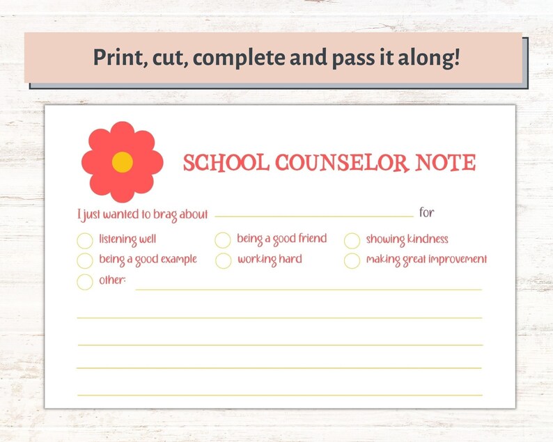 School Counselor Office Note Printable | Daisy School Counselor Décor ...