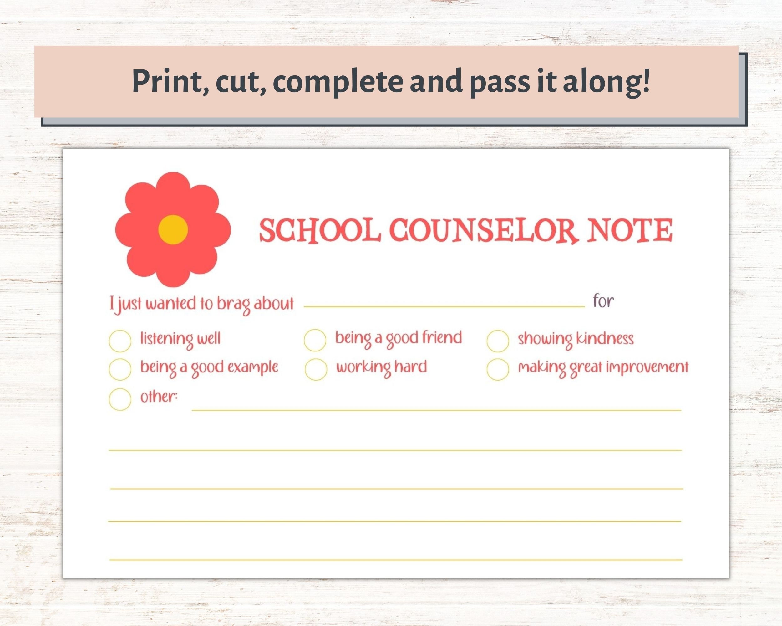 School Counselor Office Note Printable Daisy School - Etsy