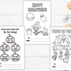 Halloween Coloring Cards Printable | Halloween Class Party Activity ...