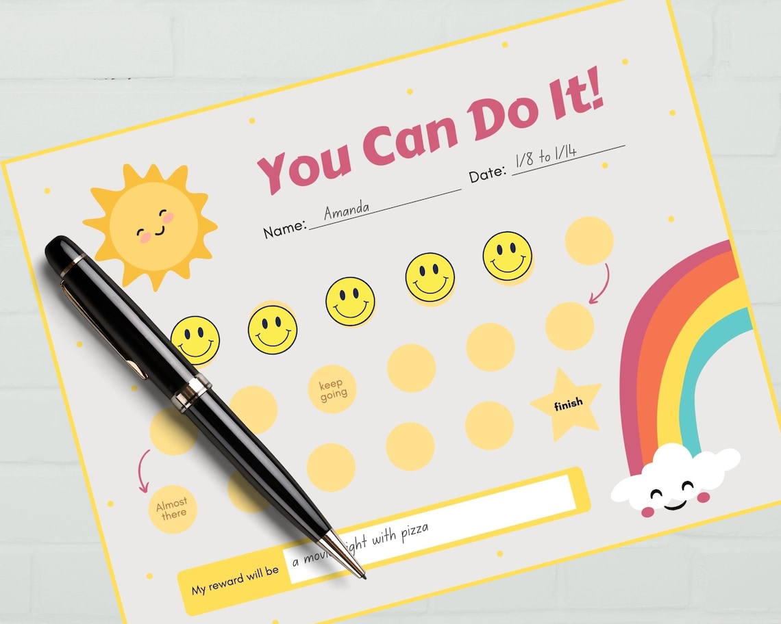 Rainbow Reward Chart for Children Printable, Behavior Chart, Daily ...