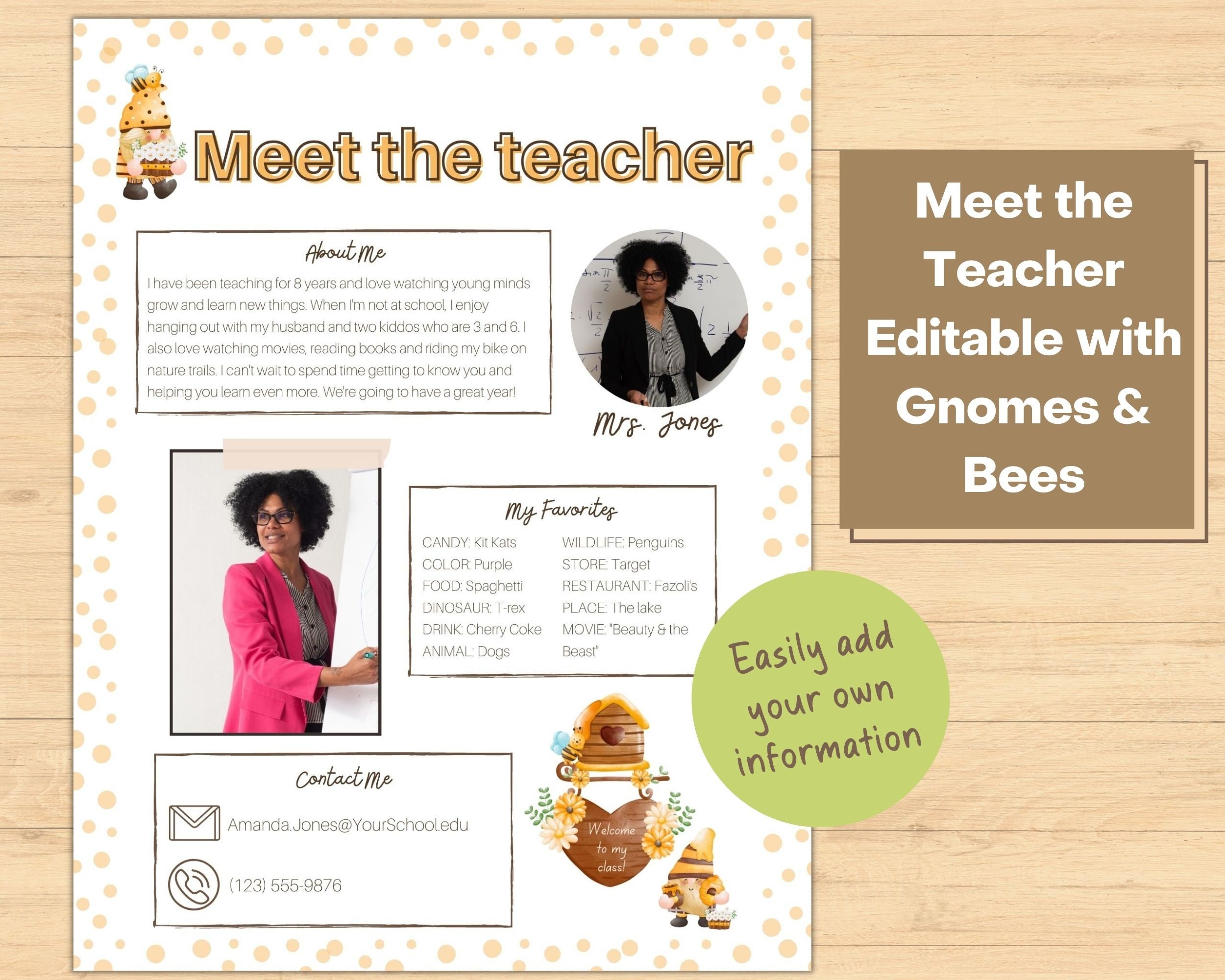 Meet the Teacher Template Gnome Meet the Teacher Bee Meet - Etsy