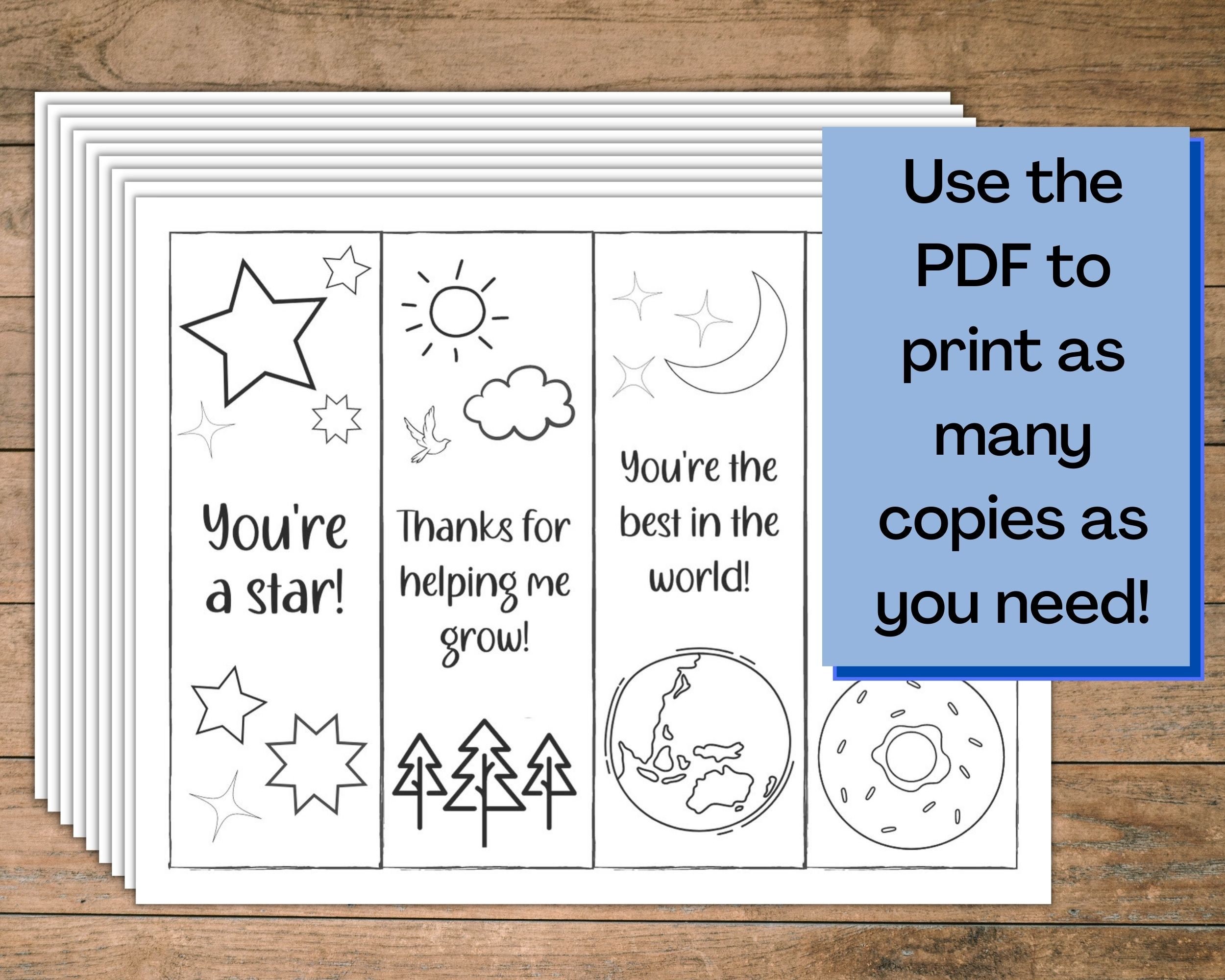 Printable Coloring Bookmarks With Sweet Sentiments Gift for - Etsy