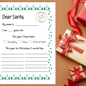 Letter to Santa Printable | Christmas Gift Wish List Printable Template ...