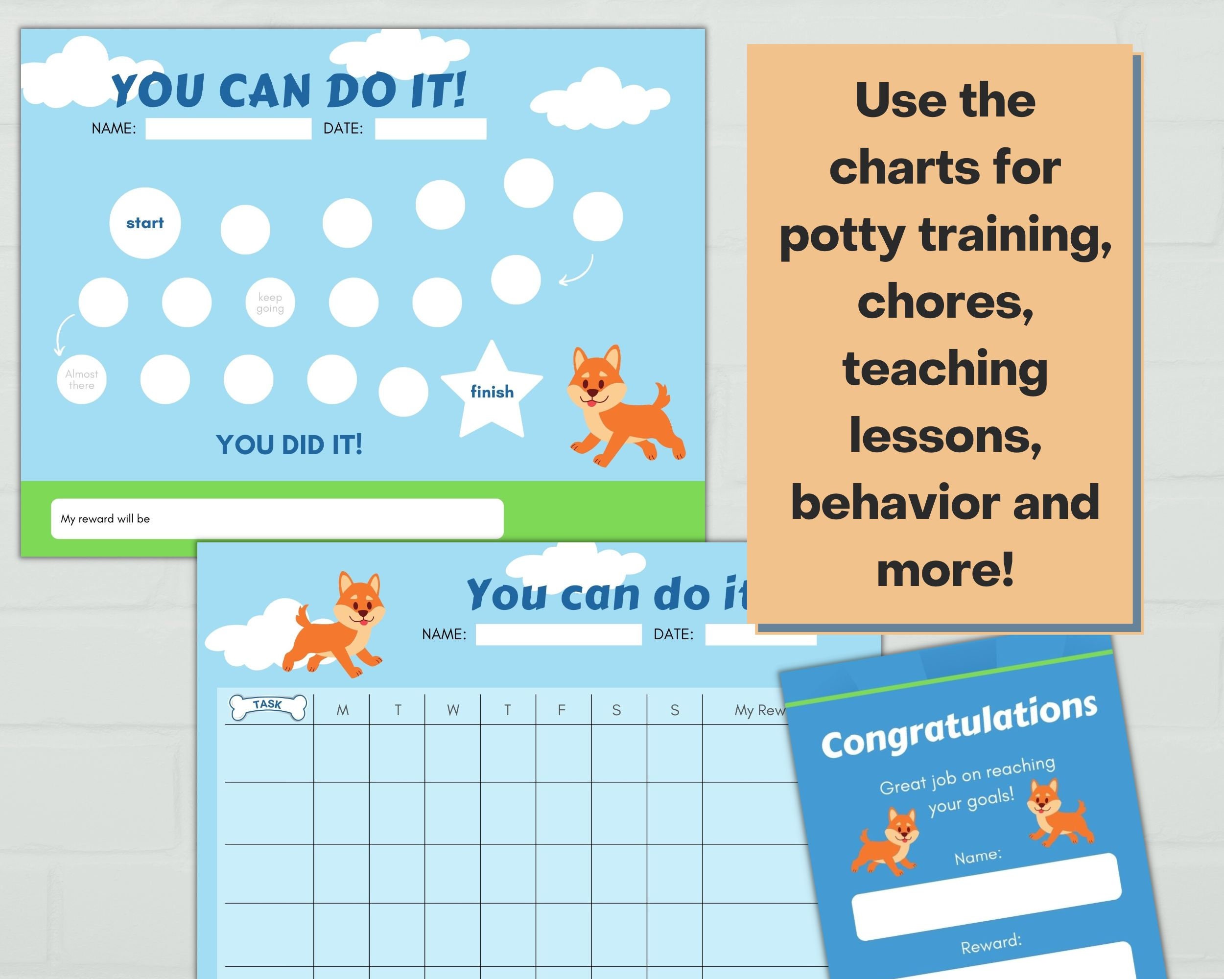 Dog Reward Chart for Children Printable, Behavior Chart, Daily Chore ...