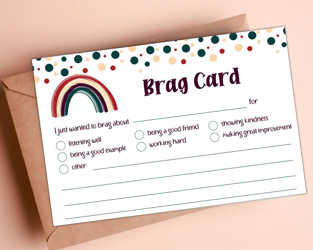 Brag Card Printable, School Counselor Office Note, Teacher Note ...
