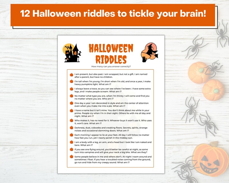Halloween Game Printable | Riddles Game | Halloween Brain Teasers ...