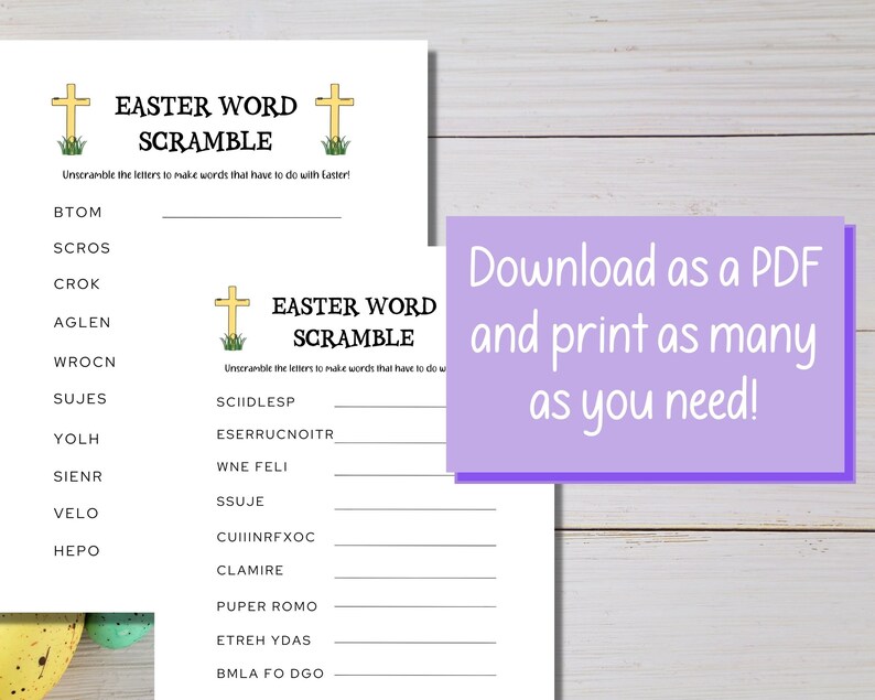 Religious Easter Word Scramble: Printable Activity (PDF Download) - Etsy