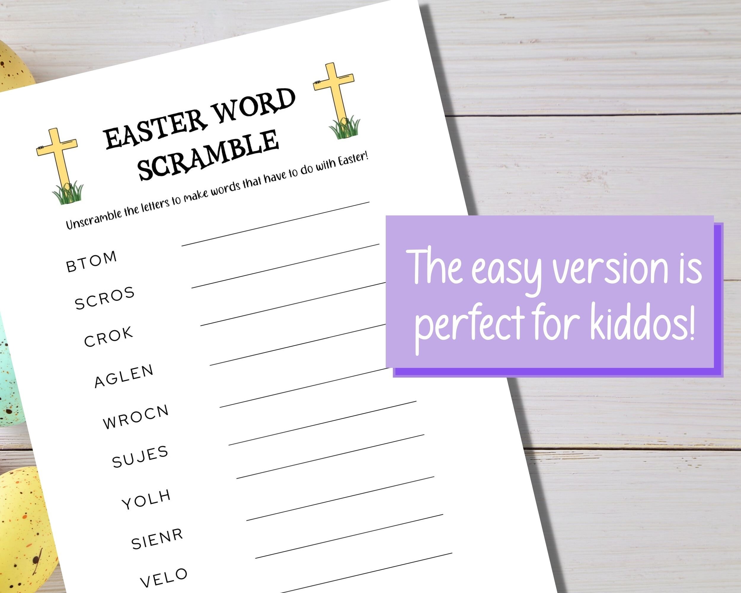 Easter Religious Word Scrambles, Printable Word Scrambles, Religious ...