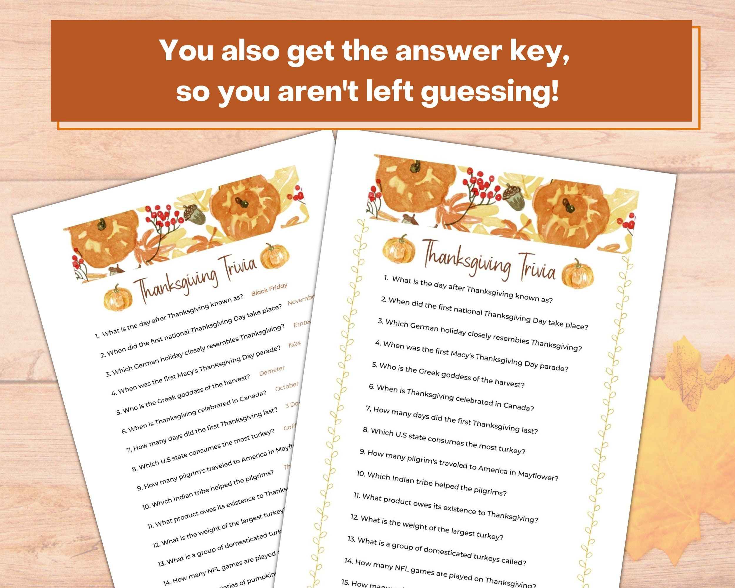 Thanksgiving Games Printable | Thanksgiving Trivia | Thanksgiving Class ...