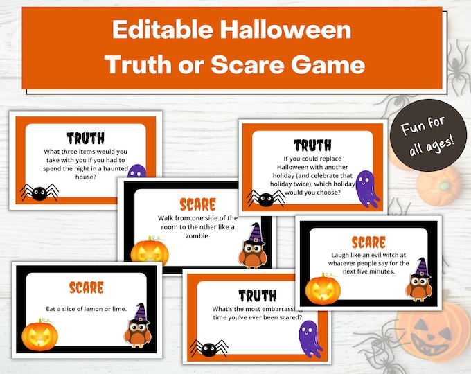 Truth or Scare Halloween Game Cards - Etsy Canada