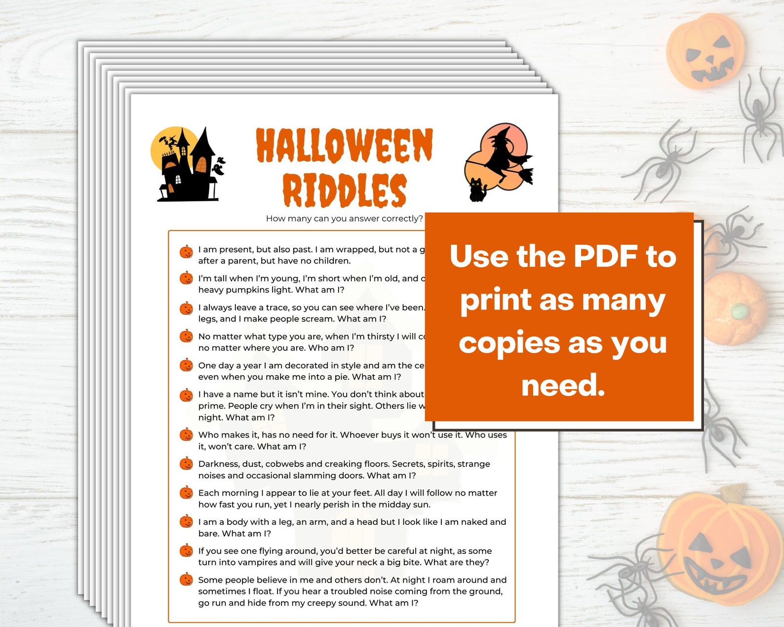 Halloween Game Printable | Riddles Game | Halloween Brain Teasers ...