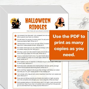 Halloween Game Printable | Riddles Game | Halloween Brain Teasers ...