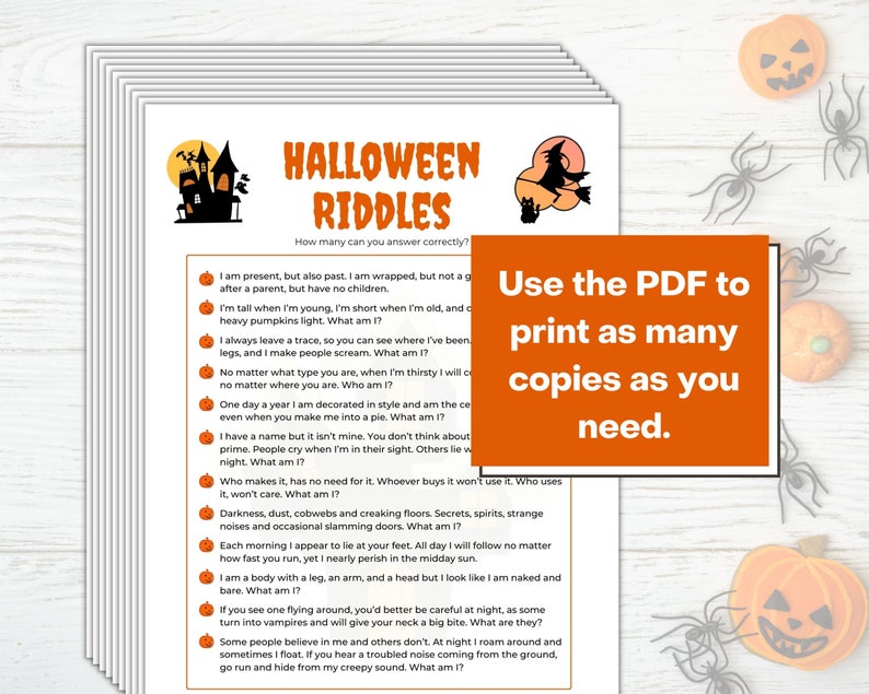 Halloween Game Printable | Riddles Game | Halloween Brain Teasers ...